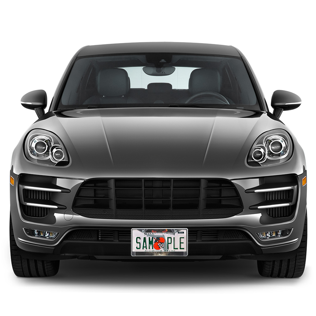Metal License Plate Frame Vinyl Insert Scary Skeleton Skull Jaw Firing ...