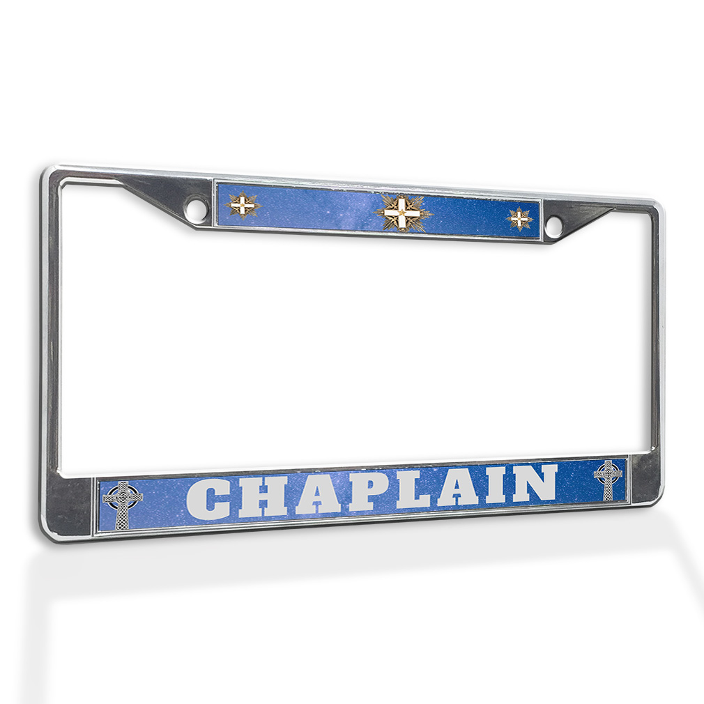 Metal License Plate Frame Vinyl Insert Chaplain Religious Term A | eBay