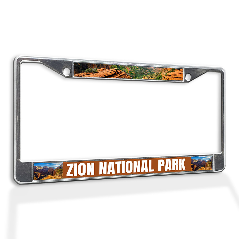 Metal License Plate Frame Vinyl Insert Zion National Park | eBay